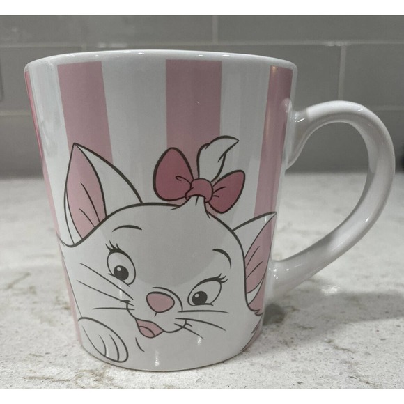 Disney | Dining | Marie Name Cat Face Pink White Stripe Disney The ...